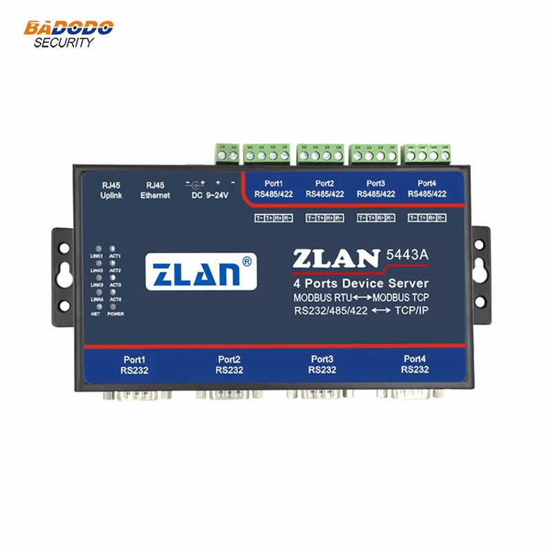 ZLAN5443A 4 port RS232 RS485 RS422 to Ethernet TCP IP Converter Modbus ...