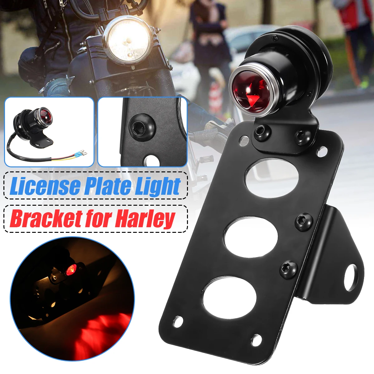 Universal Motorcycles License Plate Bracket Twin Light Integrated Taillights Side Mount Vertical universal-motorcycles-license-plate-bracket-twin-light-integrated-taillights-side-mount-vertical