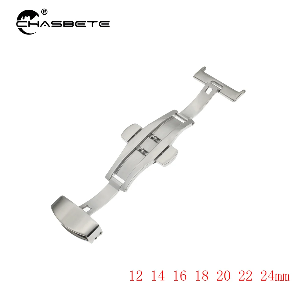 12 14 16 18 20 22 24mm Double Push Button Polished Hidden Clasp ...