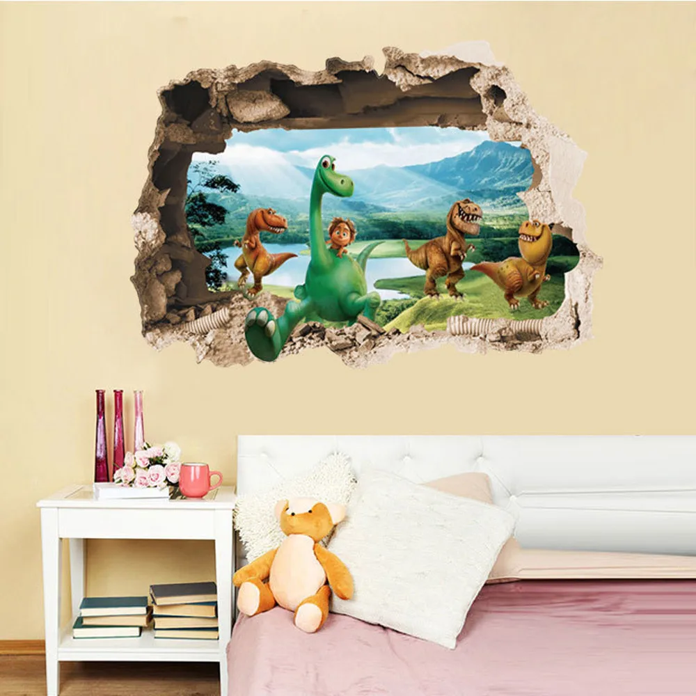 DIY 3D Wall Stickers Cute Cartoon Dinosaur Removable Sticker Art Mural ...