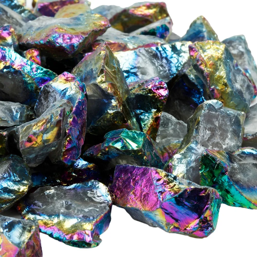 1/2lb (230g) Rainbow Aura Titanium Coated Natural Quartz Rough Stone ...