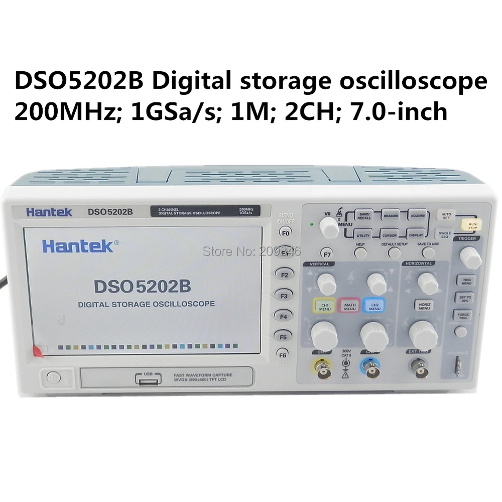 Hantek dso5202bデジタル200 mhz 2チャンネルベンチオシロスコープscopemeter 1gs/sのusb 7 'カラー ...