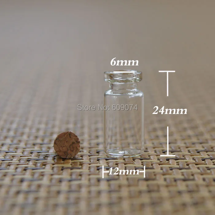 Newly 100 Pcs/Lot Tiny Small Clear Glass Vials 1ml 12x24mm with cork in ...