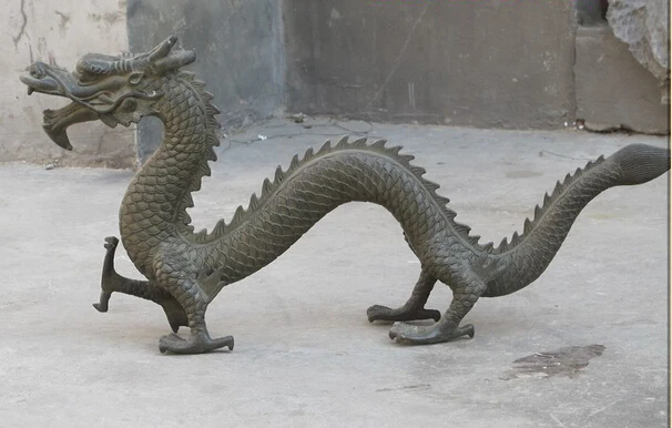 006333 24" inch China classical allusion Pure Bronze Dragon Scale ...