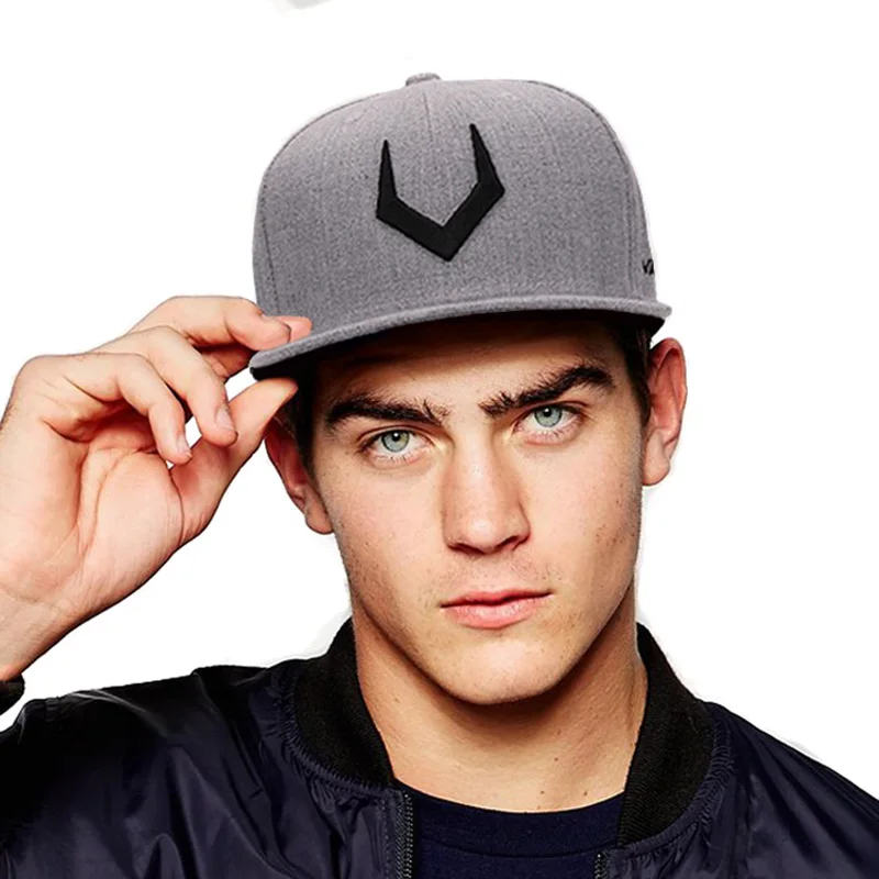 High quality grey wool snapback 3D pierced embroidery hip hop cap flat ...