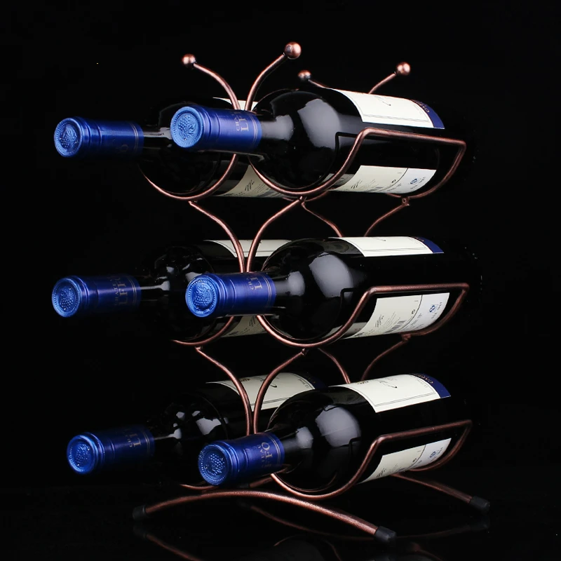 Metal Wine Rack Wine Shelf Creative Iron Frame 6 Bottles Wine Holder ...