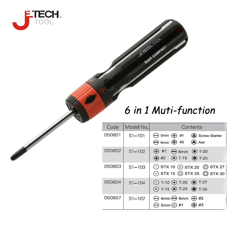 Jetech 6 In 1 Rotating Multi-bit Multifunction Kit Screwdriver ...