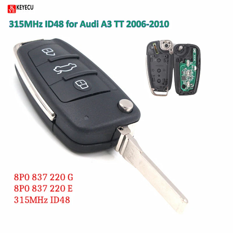 Keyecu Intelligently Upgraded Flip Remote Car Key Fob 3 Button 315mhz ...