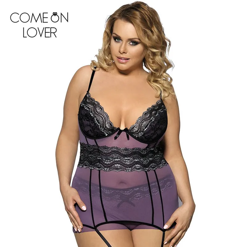 Re70008 Comeonlover New Popular Purple Sexy Plus Size Lingerie High