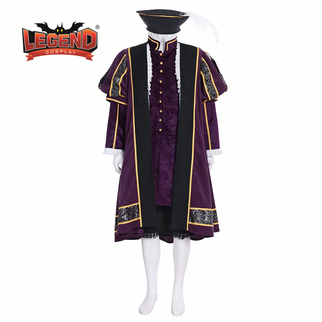 King henry Tudor Period Medieval Men cosplay purple outfit lord king ...