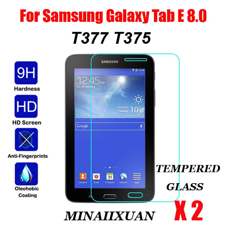 2Pcs 9H Transparent Tempered Glass For Samsung Galaxy Tab E 8.0 T377 ...