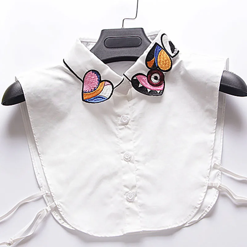 Women chiffon collar color embroidery "heart" shape detachable collars ...