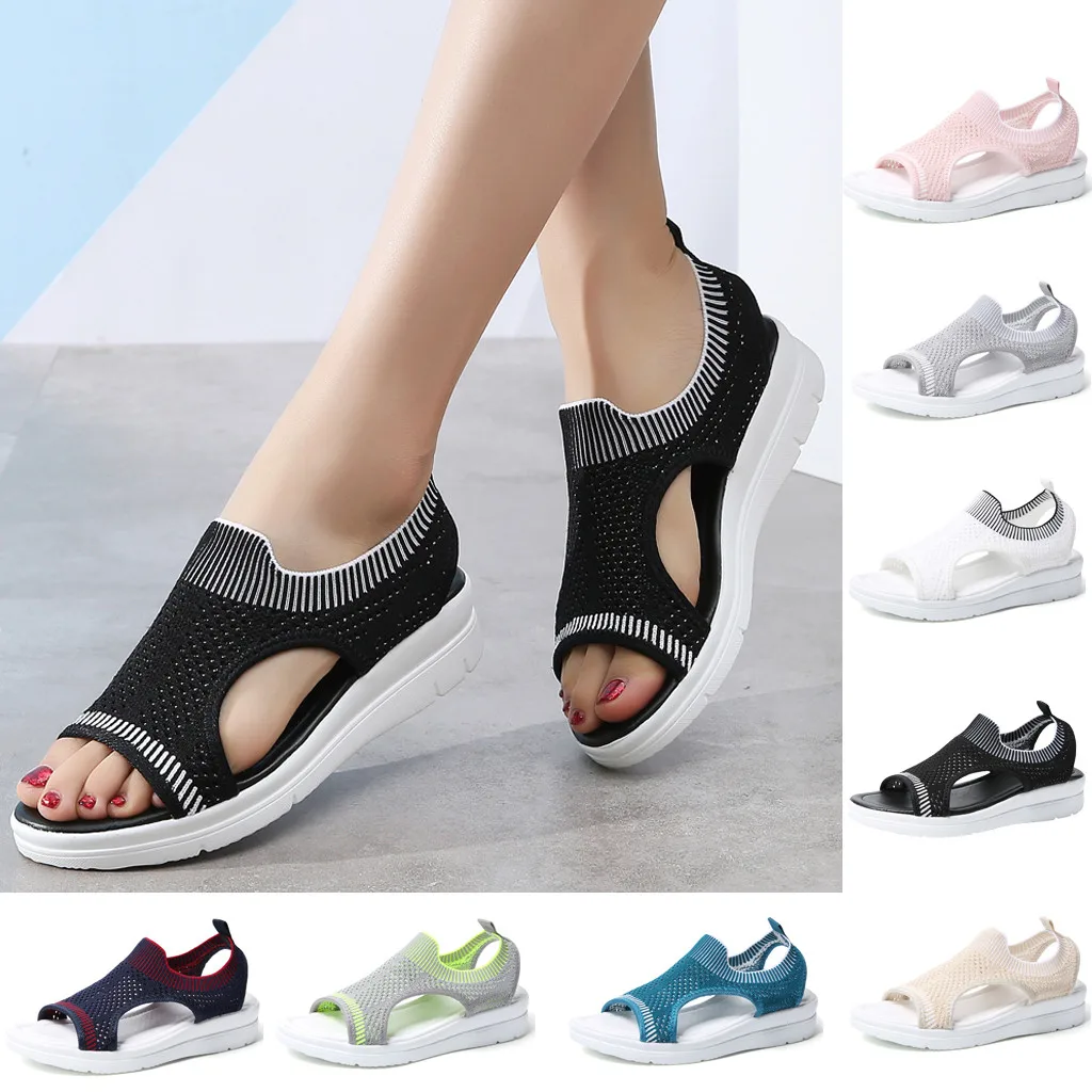 여성 샌들 플랫폼 두꺼운 여름 플립 플롭 신발 로마 캐주얼 무리 샌들 여성 소프트 비치 신발 플러스 크기 35 45 M40