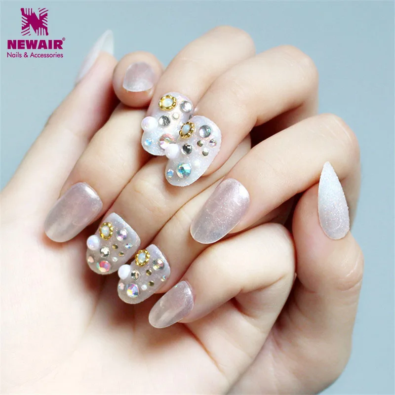 3D Fake Nail Blingbling luxury hinestone False Nail Tips Artificial ...