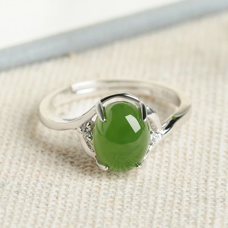 Anillo retráctil con incrustaciones de jade hetiano para mujer, sortija ...