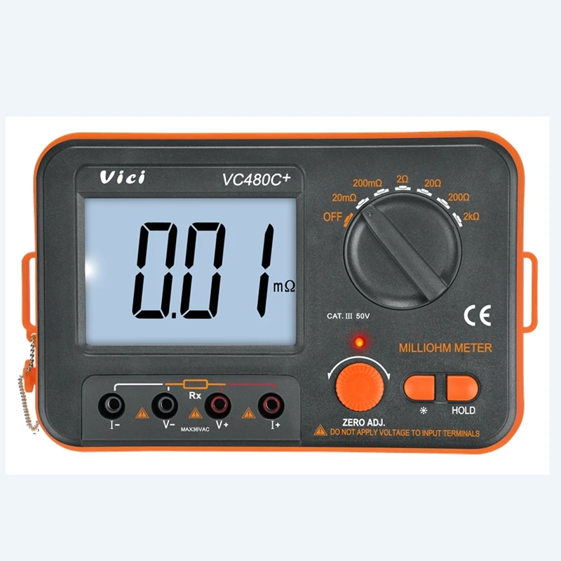 3 1/2 Digital Milli ohm Meter Accuracy 4 Wire Test Backlight Multimeter ...
