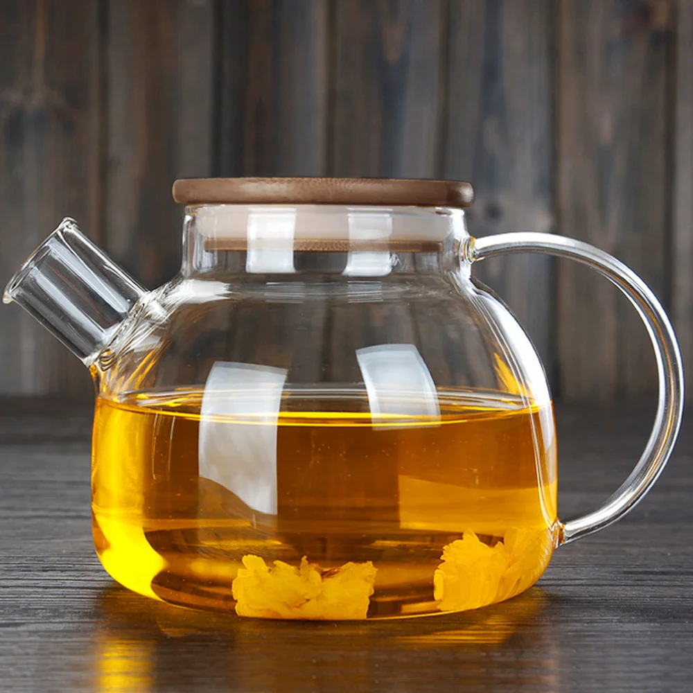 Behogar 1000ml Glass Teapot High Temperature Resistant Flower Tea Pot ...