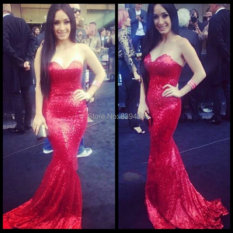 Sparkling Sexy Red Jessica Rabbit Sequined Long Prom Dresses Sweeteart ...