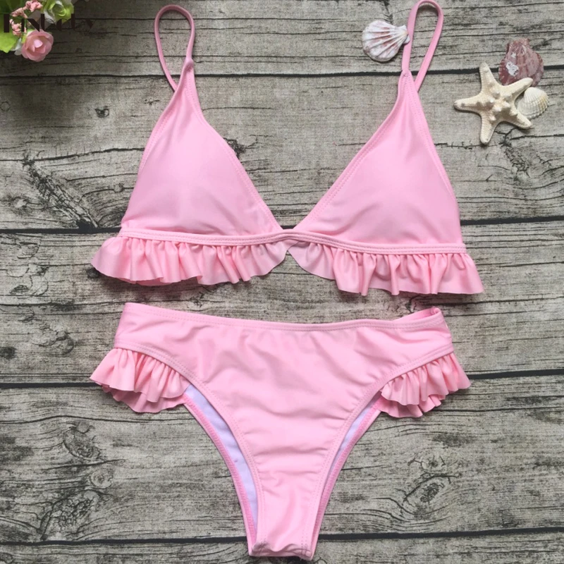 Push Up Bikinis Set Pink Swim Suits Padded Brazilian Girls Biquinis 2017 Bikinis 2 Pieces Summer