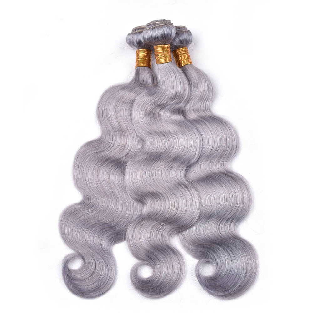 You May Grey hair Bundles 100% Human Hair Gray Body Wave Bundles Remy ...