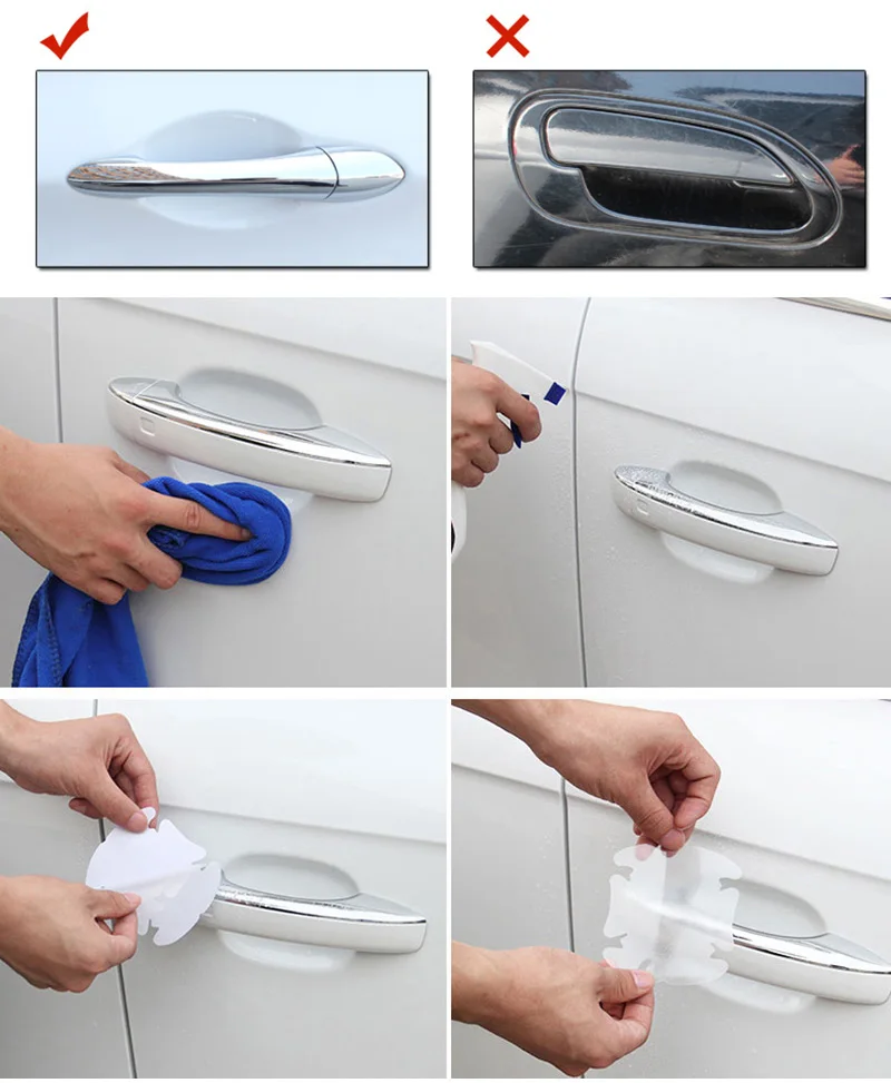 4Pcs/LOT Car Handle Protection Film Car Exterior Transparent Sticker ...