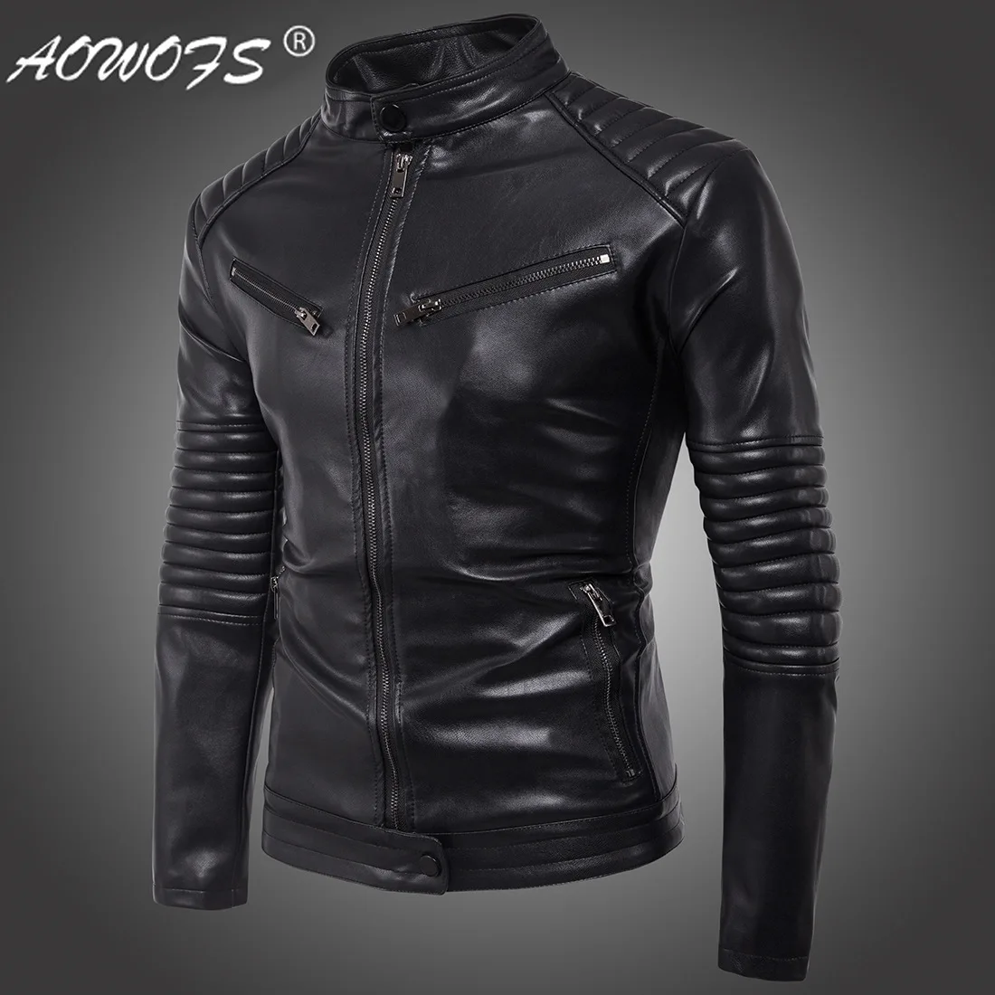 Factory Men Leather Jacket Genuine Real Sheep Goat Skin Brand Black ...