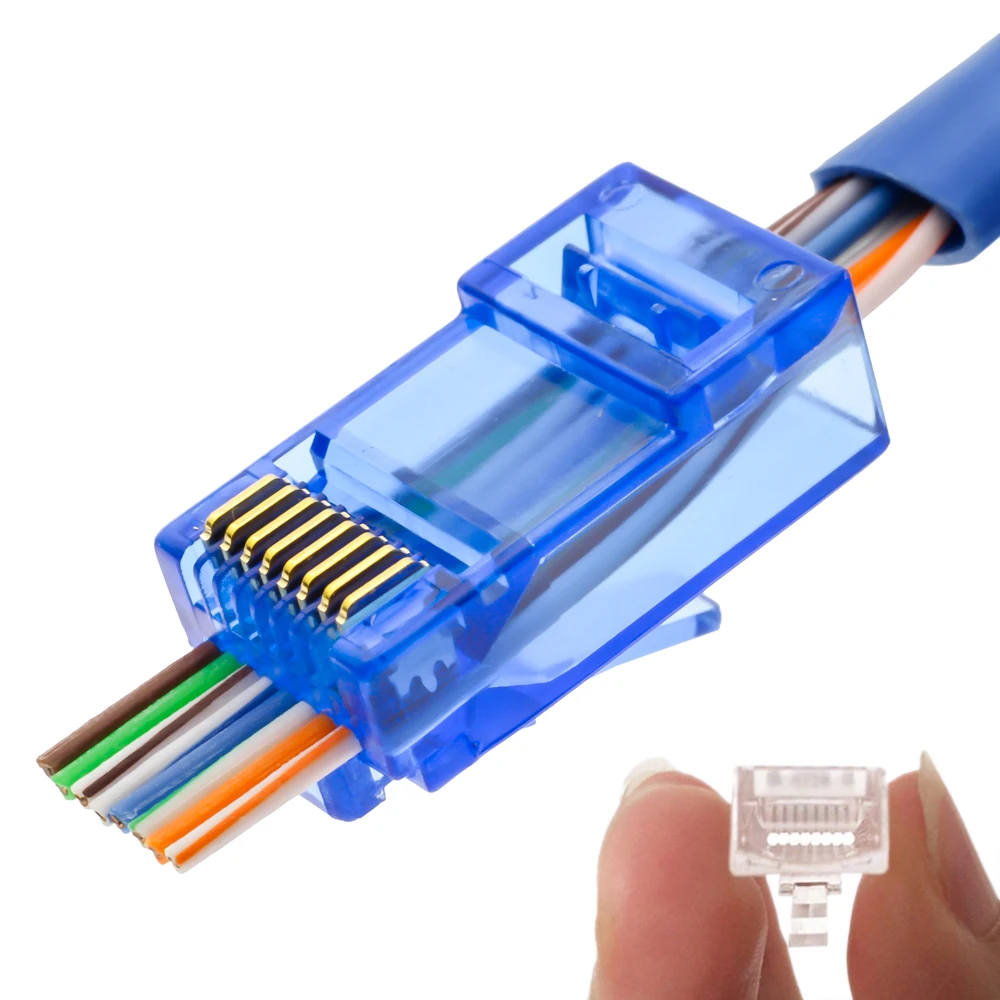 Conector RJ45 cat5e Cat6, conector de red 8P8C, enchufes rj45 modulares ...