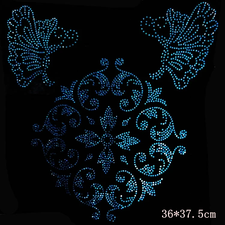 Big-flower-iron-on-rhinestone-transfer-flatback-rhinestones-motif-iron ...