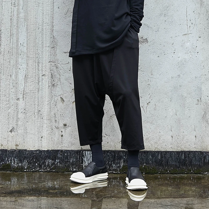 Pantalones cruzados negros oscuros para hombre de Harajuku japonés ...