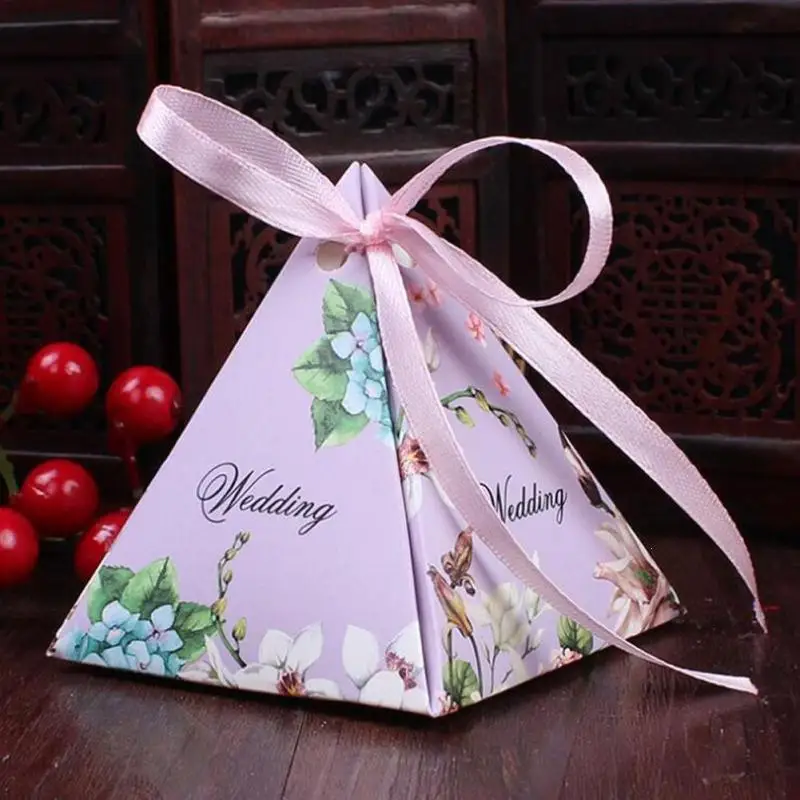 5pcs/lot Candy Boxes with Ribbon Card European Wedding Supplies ...