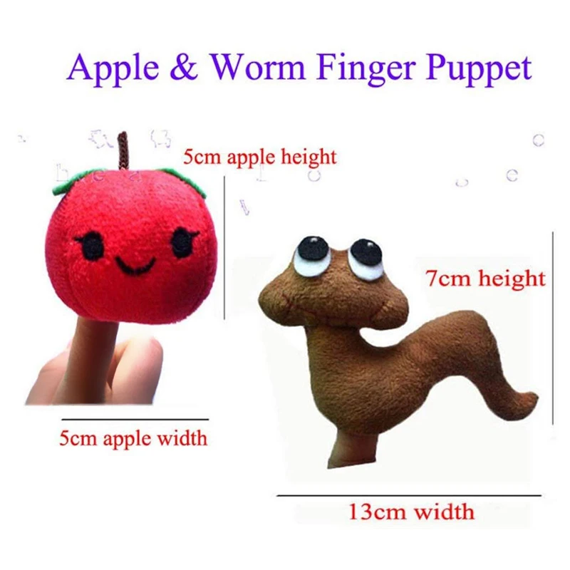 2pcs / Lot Story Cartoon Children Song Apple And Worm Finger Puppet ...