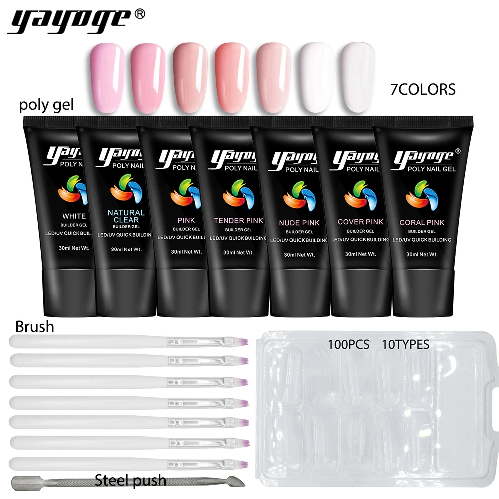 Yayoge Poly gel Set UV Gel Lacquer Nail Polish Kit Quick Building Hard ...