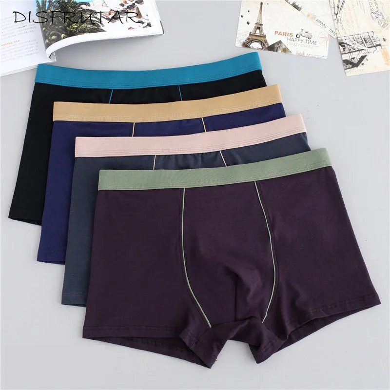 Plus Size Male Underwear 4 Pcslot Men Underwear Boxers Shorts Cotton Cuecas Boxer Men Solid
