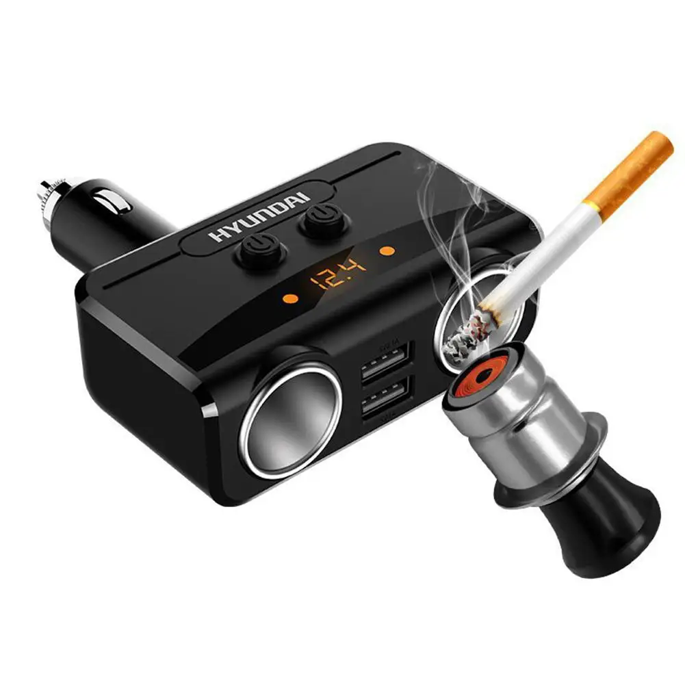 Car Cigar Lighter USB Rechargeable Two Ports LED Screen Lighter Dual ...