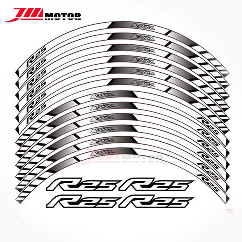 12PCS X17" R25 LOGO Motorcycle 3M Reflective Wheel Edge Outer Rim ...