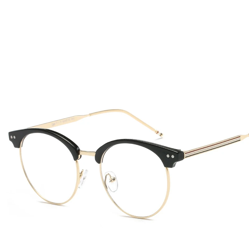High End Vintage Oval Women Man Half Frame Eyeglasses Alloy Metal 