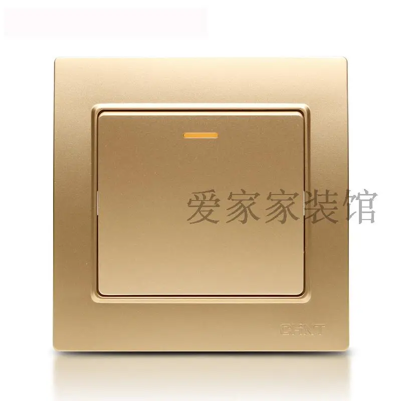 . Chint switch wall switch panel steel champagne NEW7L a double control ...