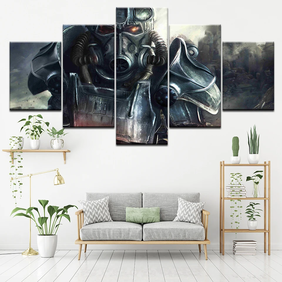 Canvas Painting Fallout 4 5 Pieces Wall Art Painting Modular Wallpapers ...