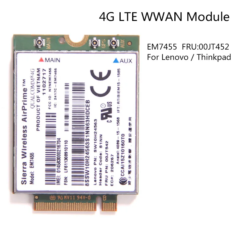 Sierra Wireless Airprime EM7455 Qualcomm 4G LTE WWAN การ์ด UMTS HSDPA ...