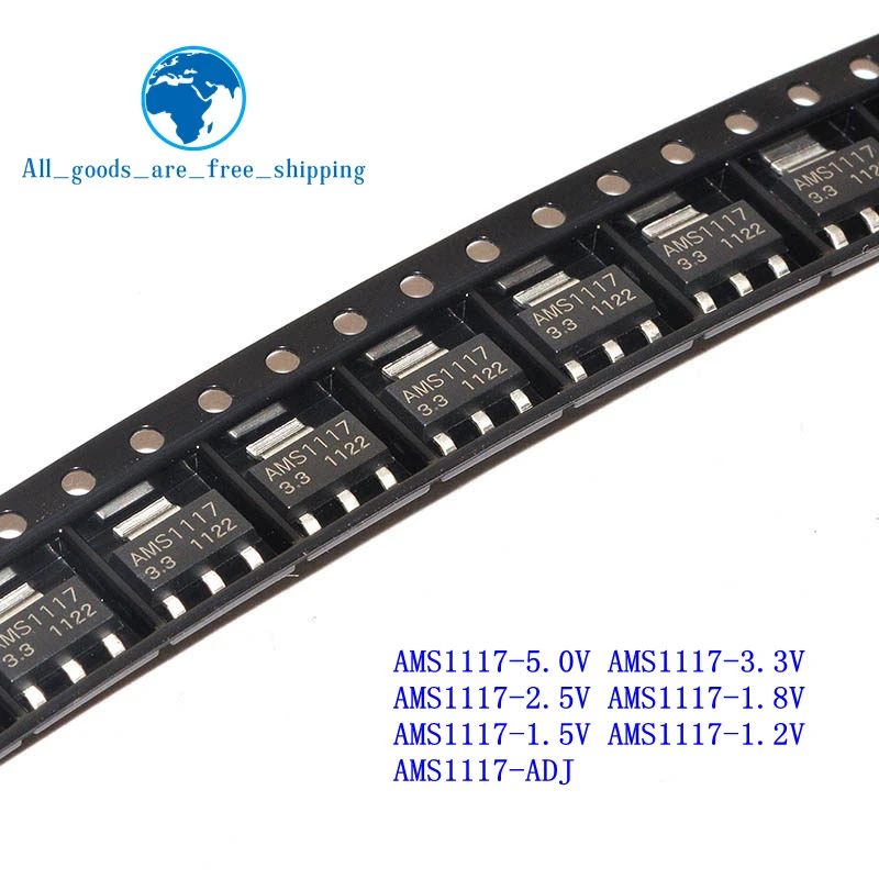 50PCS AMS1117 series AMS1117 3.3V AMS1117 ADJ AMS1117 1.8V AMS1117 1.2V AMS1117 5.0V AMS1117 2 ...