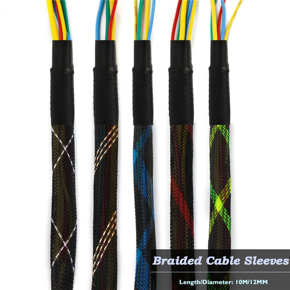 10m-12mm-Expandable-150-Cable-Sleeve-Tight-PET-Nylon-Braided-Sleeving ...