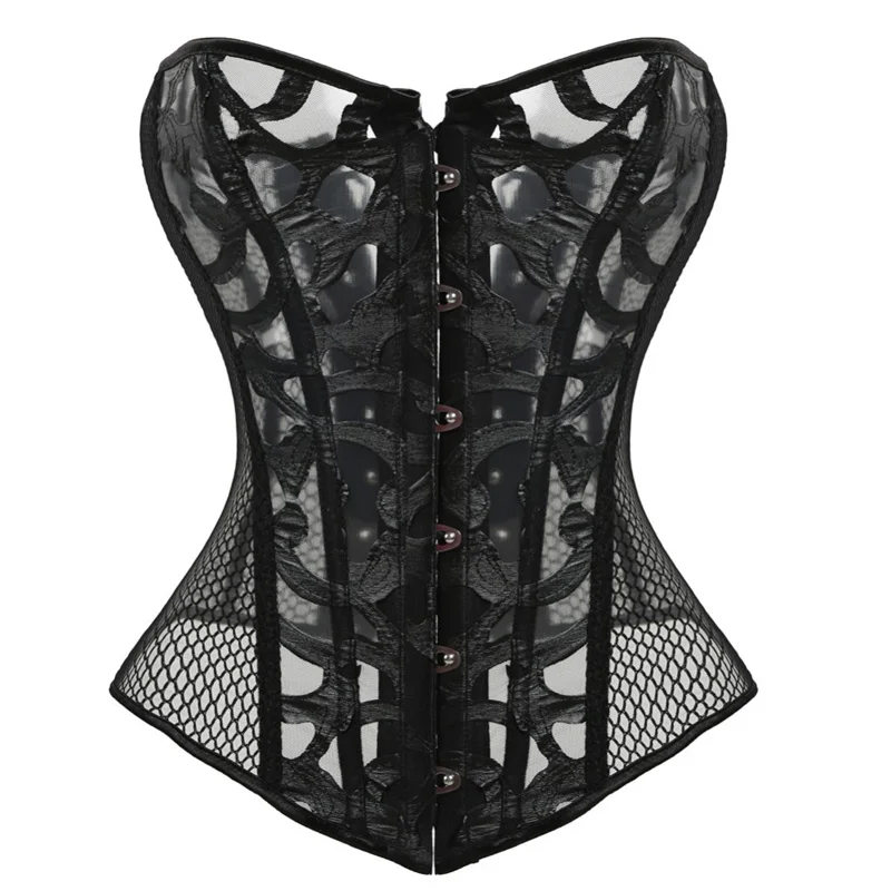 Sexy Black See Through Lace Boned Waist Trainer Tummy Control Women ...