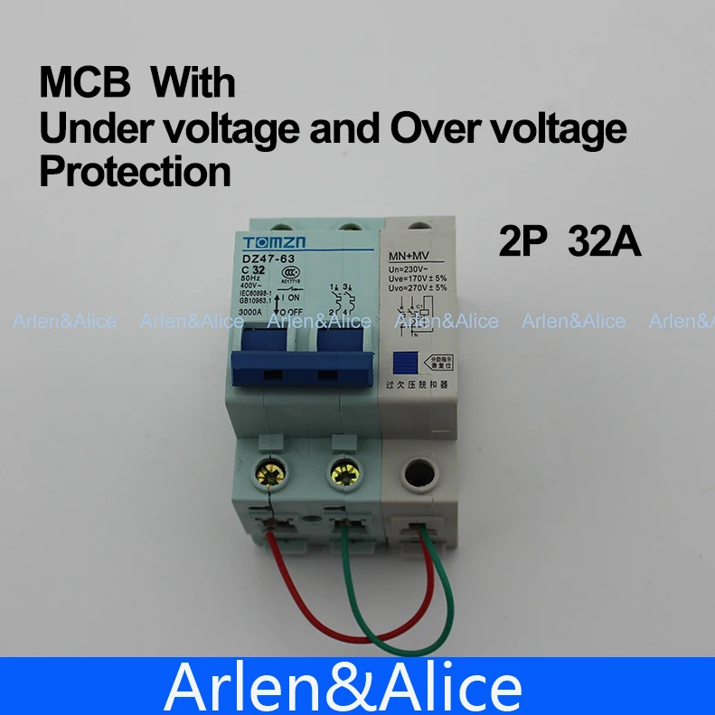 2p 32a 400v~ 50hz/60hz Mcb With Over Voltage And Under Voltage ...