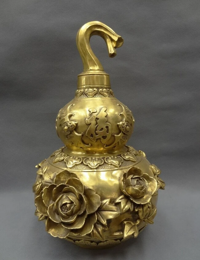 Collectible bronze S1236 18" Chinese Brass Buddhism FengShui Flower Fu ...