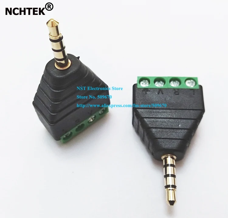 NCHTEK Terminal block to 4 Poles 3.5mm Stereo Jack Male Adapter 4Pin ...