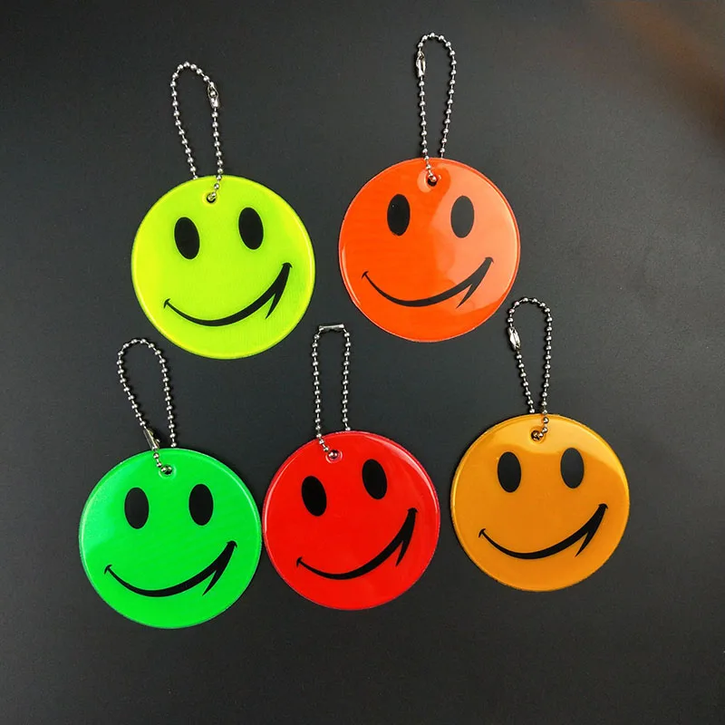 Wholesale 100pcs smile face Reflective keychain bag pendant accessories ...