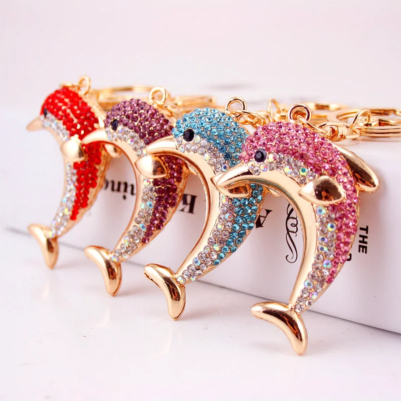 2020-Lovely-Crystal-Dolphin-Keychain-For-women-Purse-Handbag-Car-Key ...