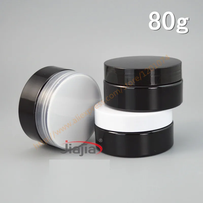 80ml-Black-PET-Jar-With-Clear-Black-White-Plastic-Lid-Empty-Container ...