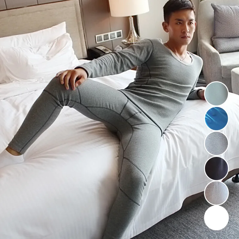 Fashion Cotton Long Johns Set Pajamas Men High Quality Warm Winter Long Sleeve Thermal Clothing ...