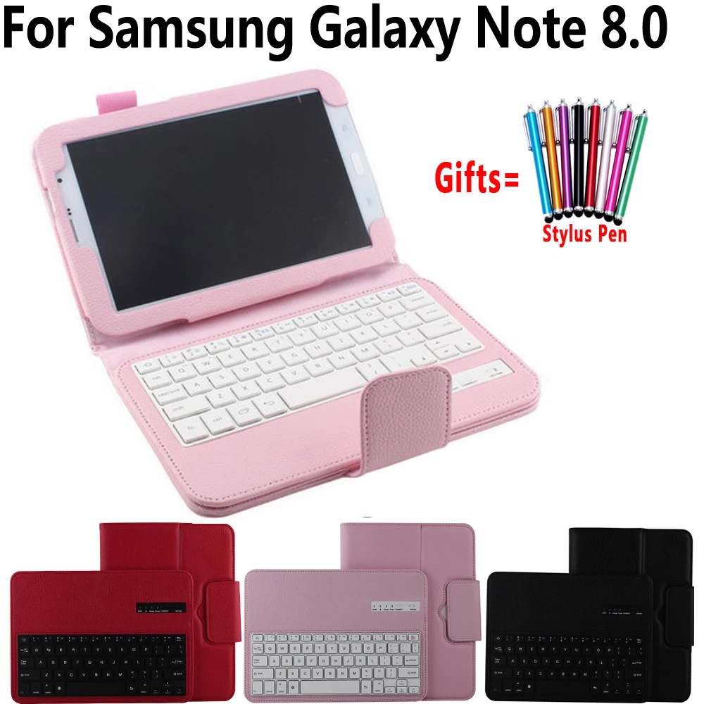 Litchi Pattern Leather Removeable Wireless Bluetooth Keyboard Case ...